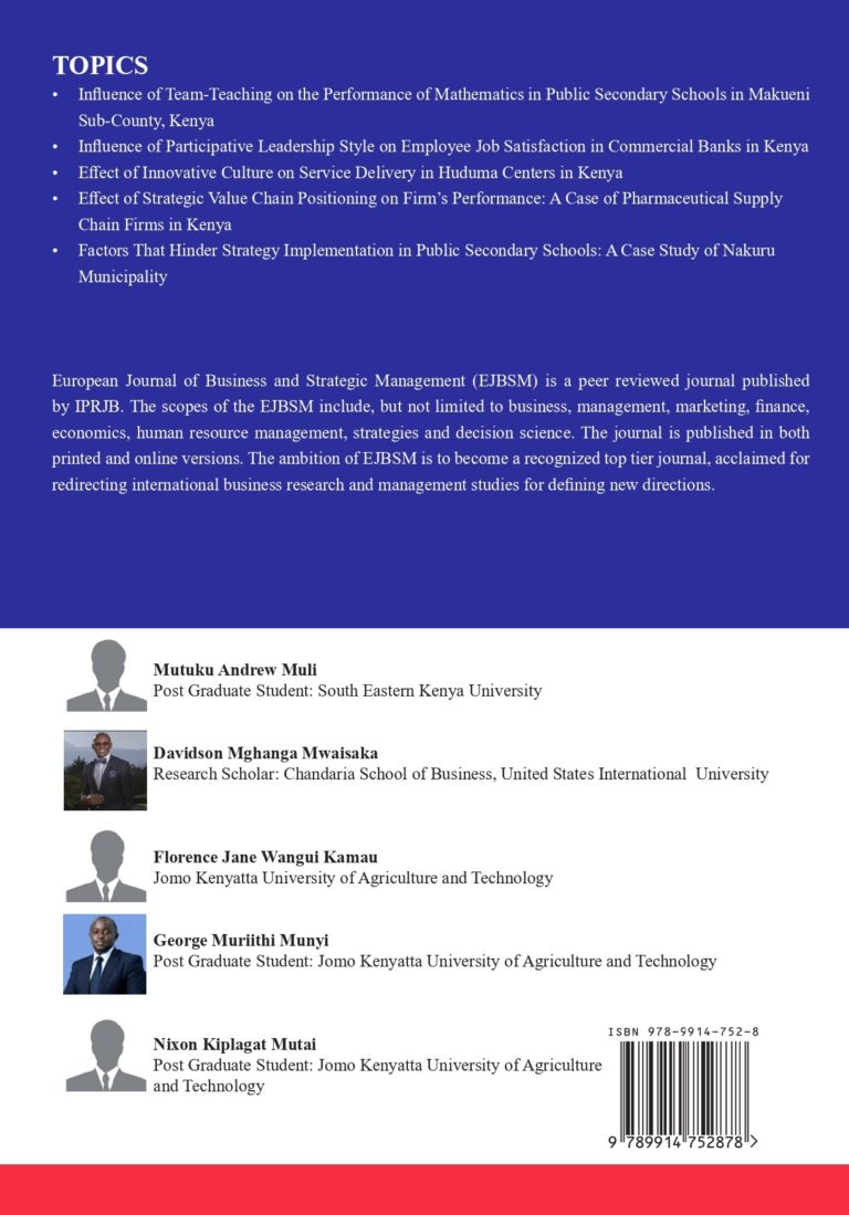 Role of Team Work in Strategic Planning - International Peer Reviewed Journals and Books (IPRJB)